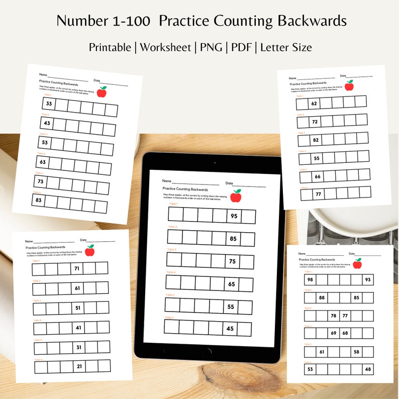 Worksheet for Kid, Number 1-100 Practice Counting Backwards, Worksheet ...