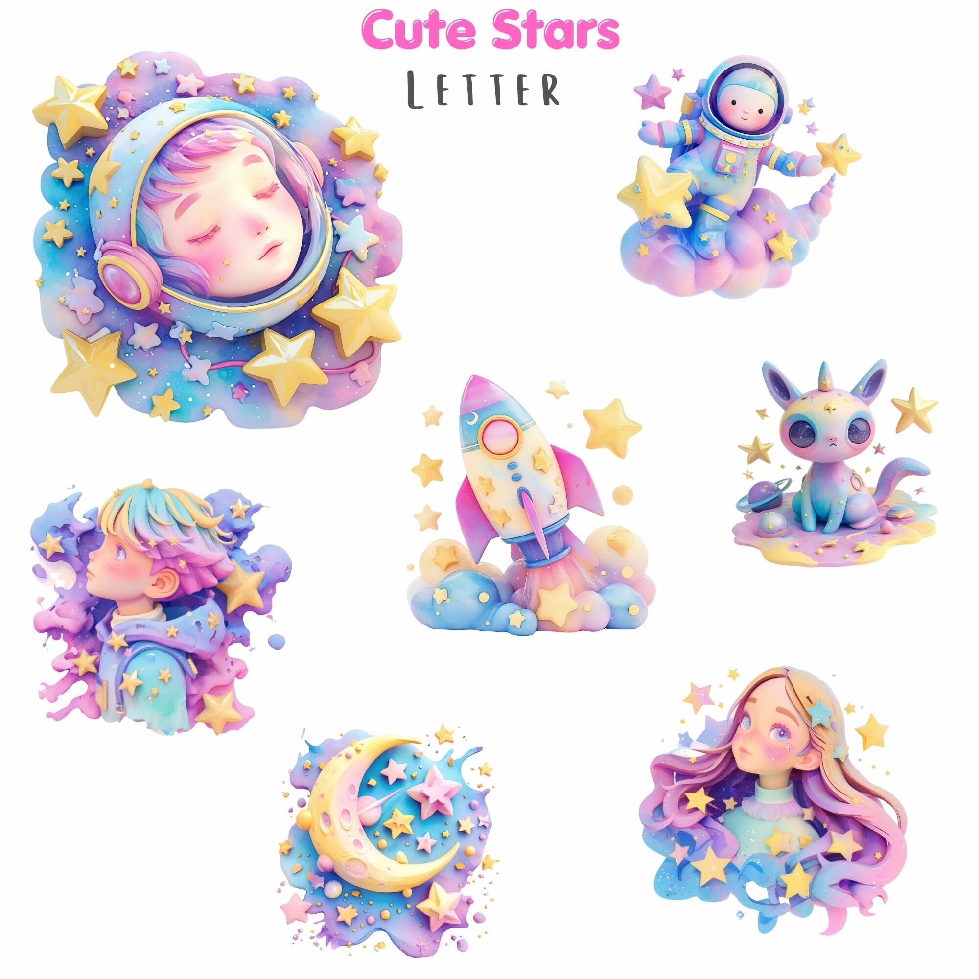 Watercolor Stars Letter Clipart: PNG Alphabet (digital Download) - Etsy