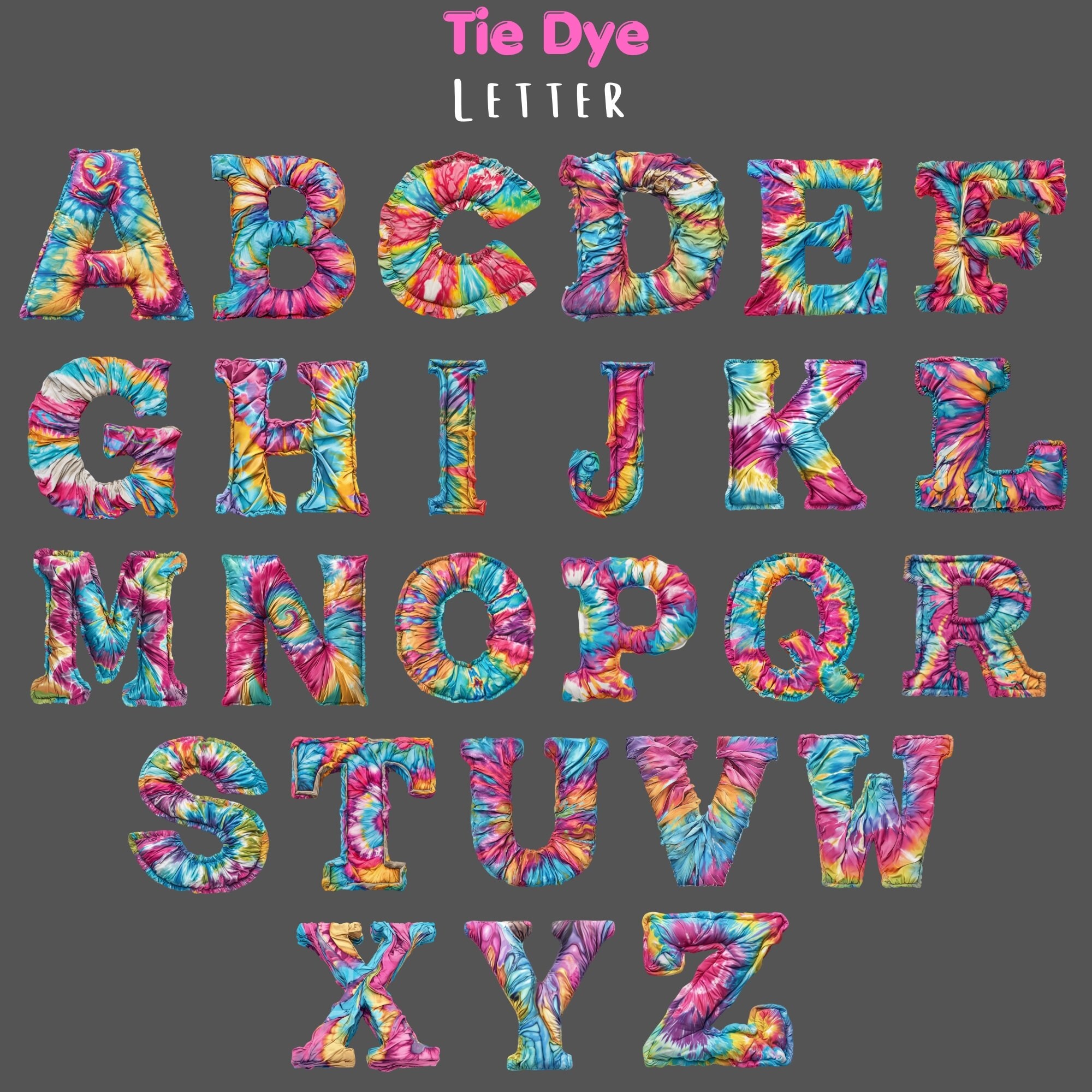 Tie Dye Alphabet Clipart: PNG Letters, Numbers (commercial Use) - Etsy