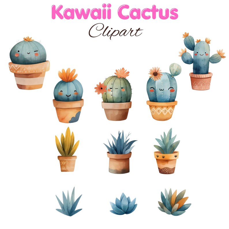 Kawaii Cactus Clipart , Cactus Clipart, Cactus PNG, Kawaii Cactus ...