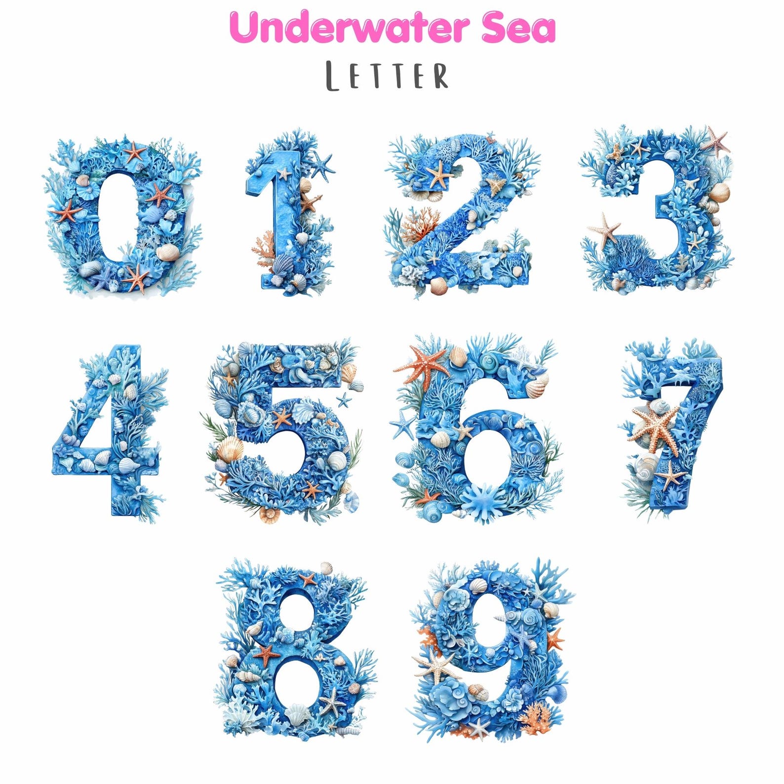 Underwater Sea Letter , Underwater Clipart , Underwater Alphabet ...