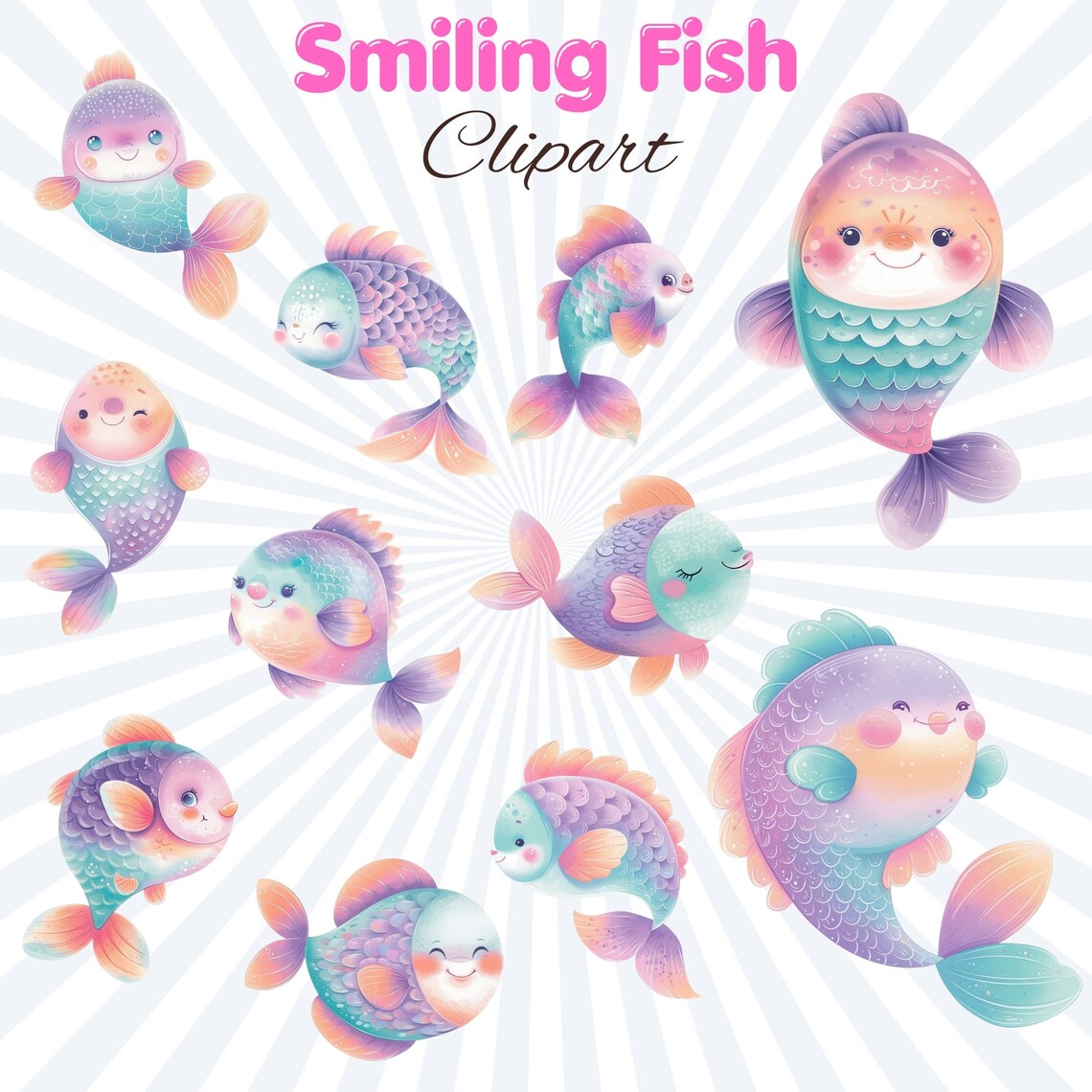Smiling Fish Clipart, Cute Fish Clipart, Fish PNG, Smiling Fish, Wall ...