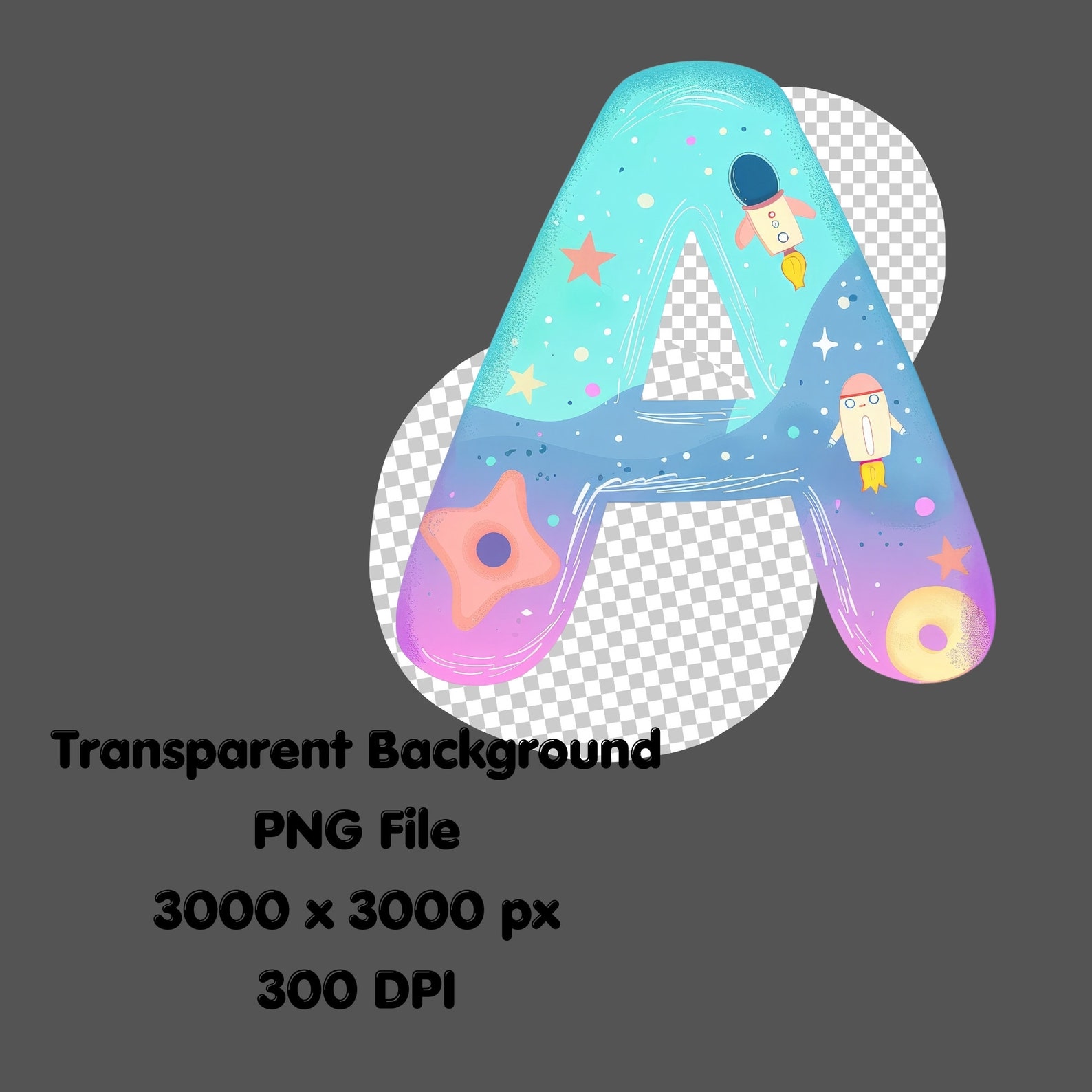 Space Alphabet Clipart: Watercolor Astronomy Letters, Numbers (PNG ...