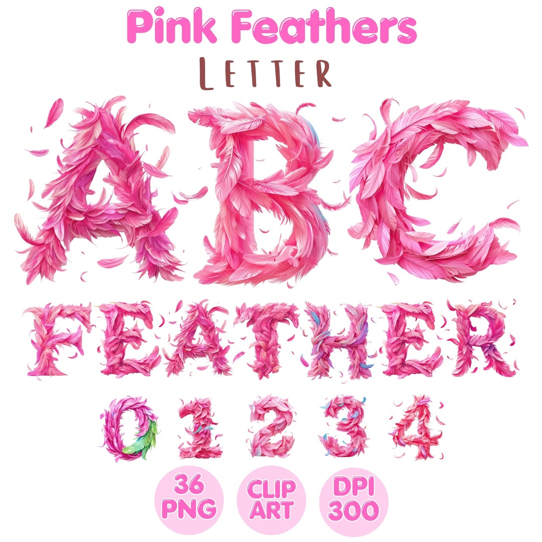 Pink Feathers Letter, Number Clipart, Feathers Alphabet PNG, Feathers ...
