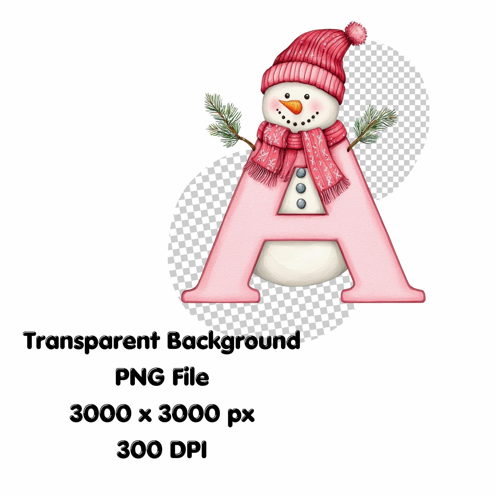 Cute Snowman Letter , Cute Snowman Clipart , Snowman PNG, Digital ...