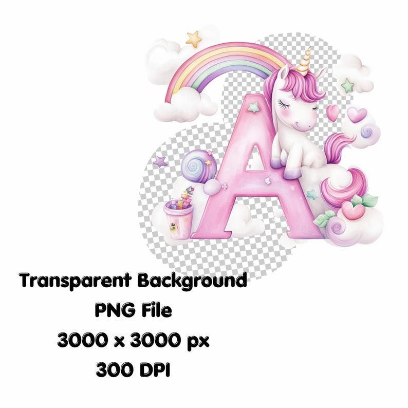 Unicorn Alphabet Clipart, Rainbow Letter Font (digital Download) - Etsy