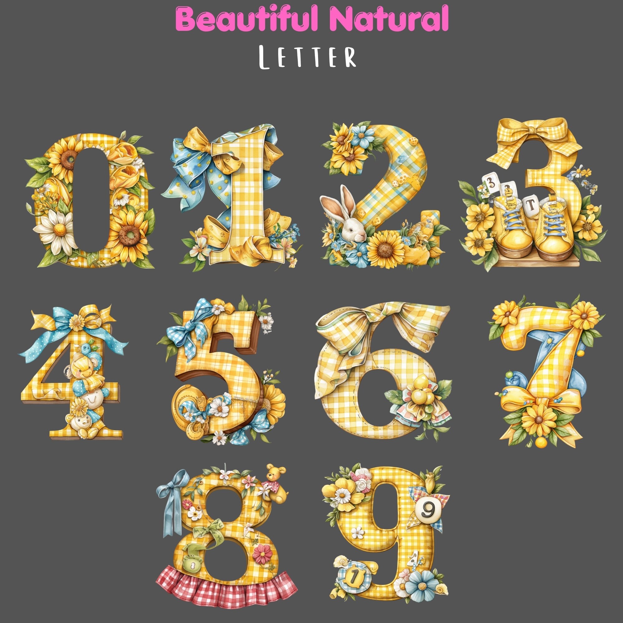 Yellow Gingham Letter, Number Clipart, Gingham Alphabet PNG, Gingham ...