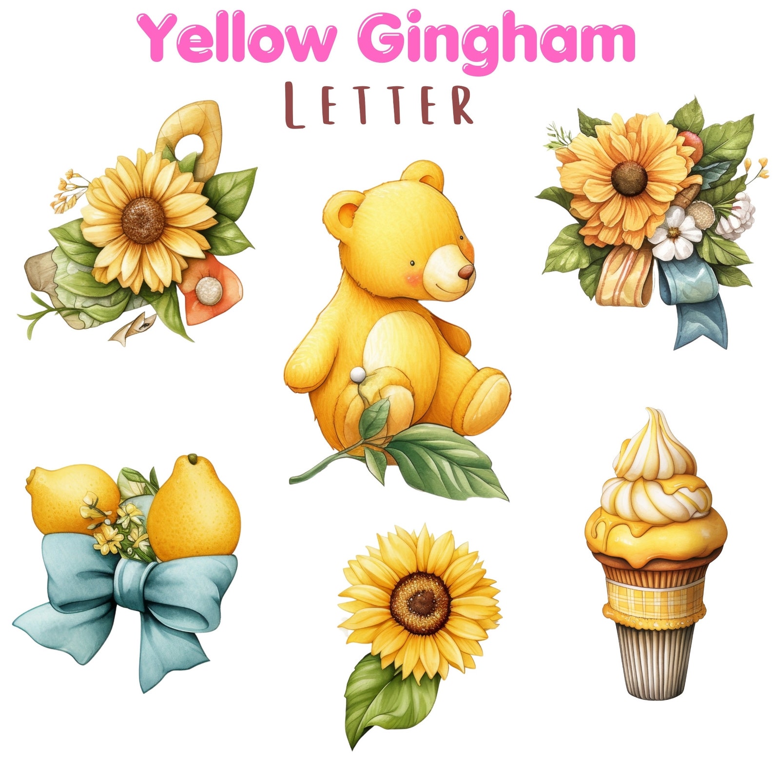 Yellow Gingham Letter, Number Clipart, Gingham Alphabet PNG, Gingham ...