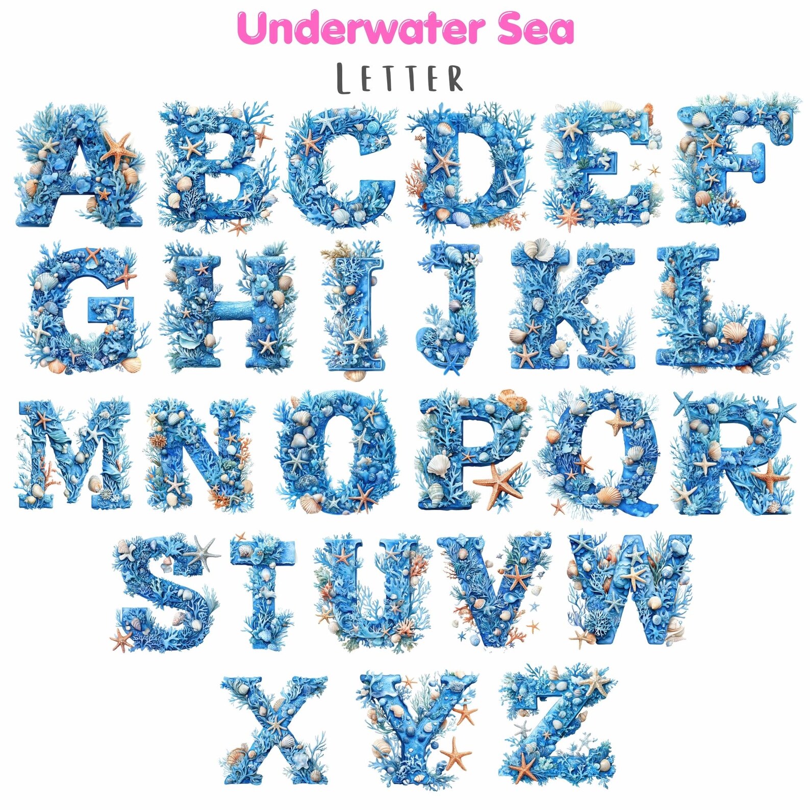 Underwater Sea Letter , Underwater Clipart , Underwater Alphabet ...