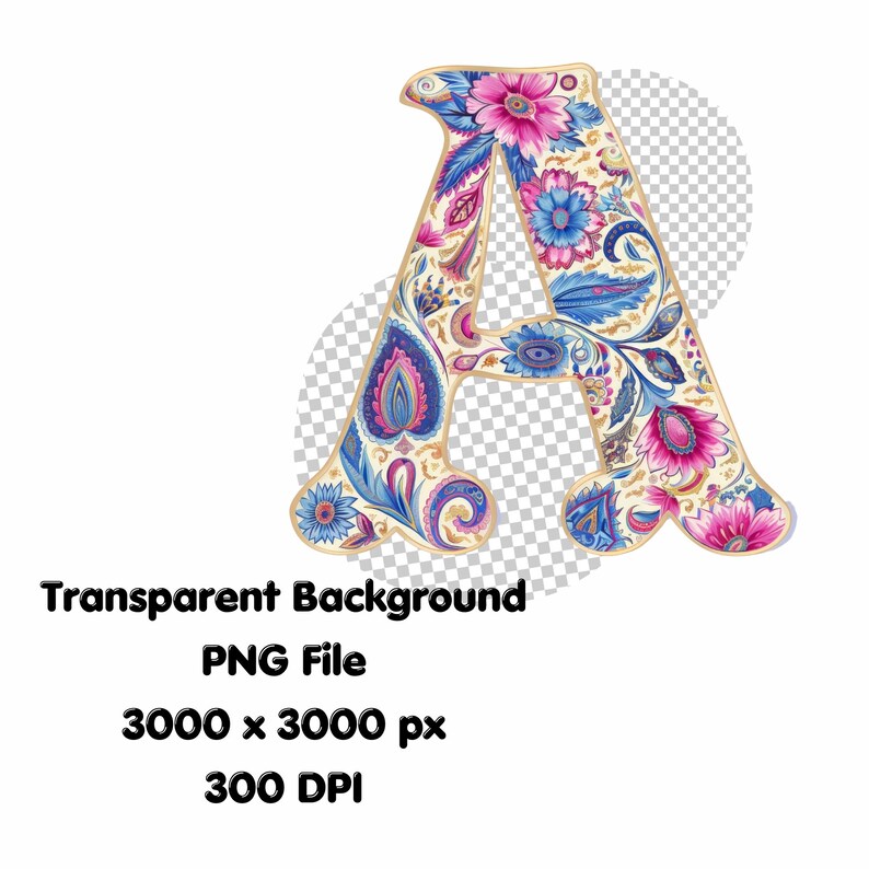 Paisley Print Letter Clipart: Transparent PNG, Commercial Use (digital ...