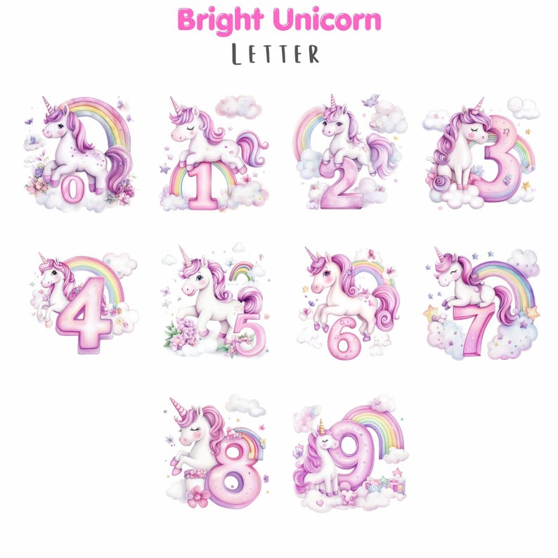 Unicorn Alphabet Clipart, Rainbow Letter Font (digital Download) - Etsy