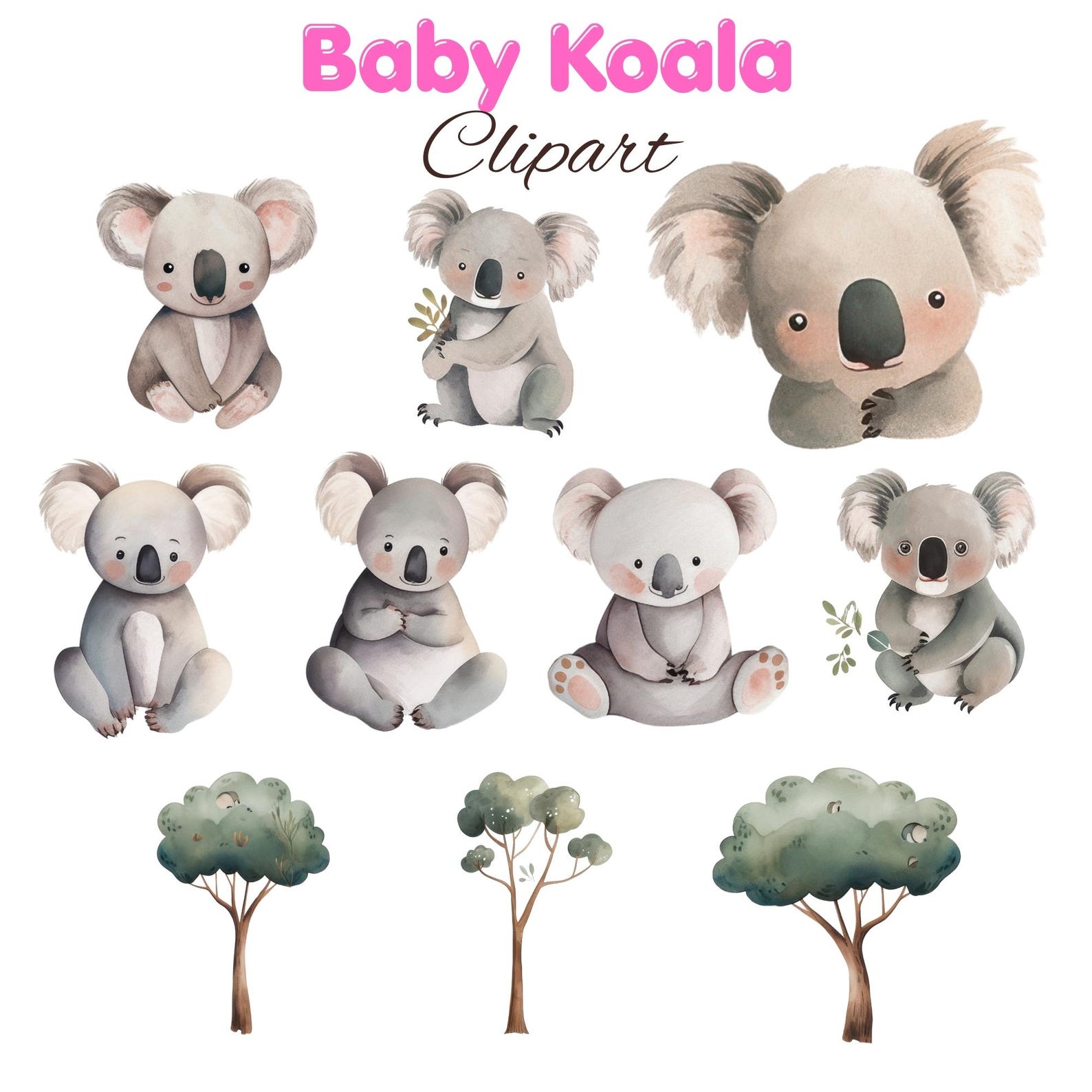 Baby Koala Clipart , Koala Clipart,koala Png,koala Watercolor ,baby ...