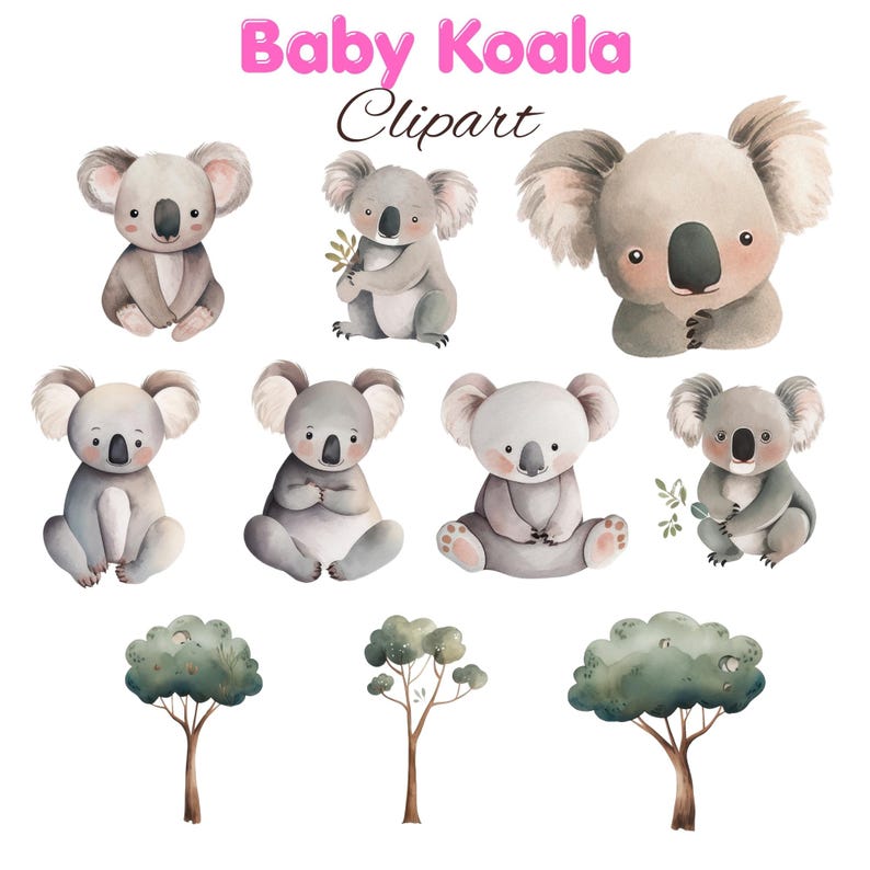 Baby Koala Clipart , Koala Clipart,koala Png,koala Watercolor ,baby ...
