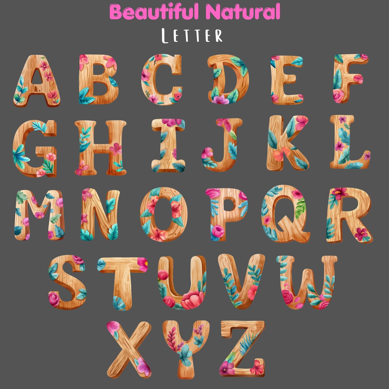 Beautiful Natural Letter, Number Clipart, Natural Alphabet , Beautiful ...