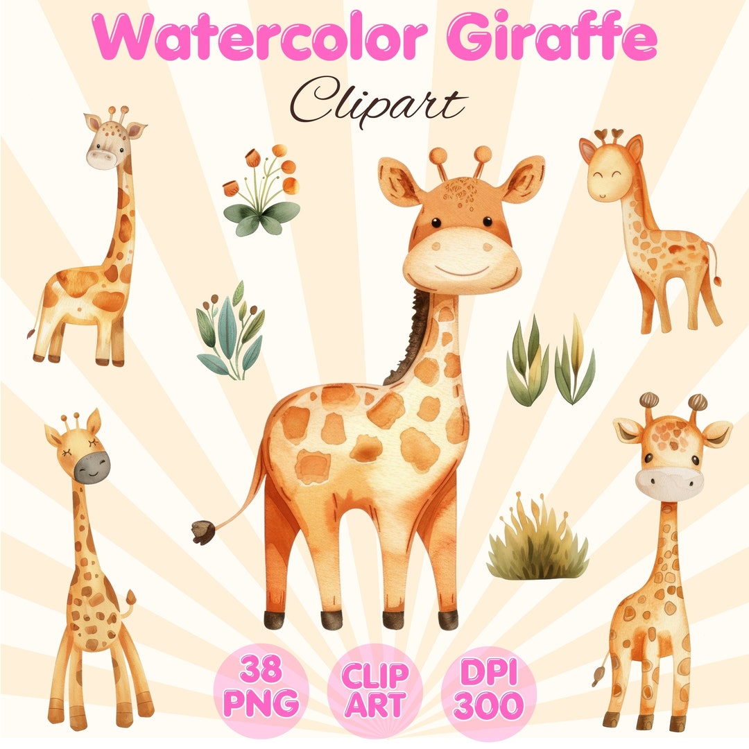 Watercolor Giraffe Clipart, Giraffe Clipart, Giraffe PNG, Baby Giraffe ...