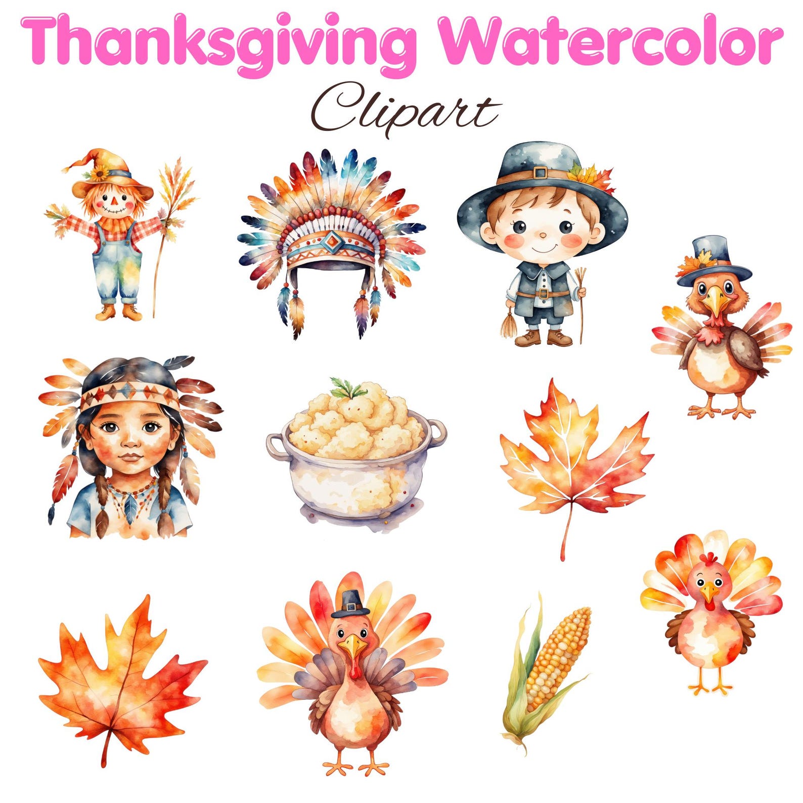 Thanksgiving Watercolor Clipart , Thanksgiving Watercolor ...