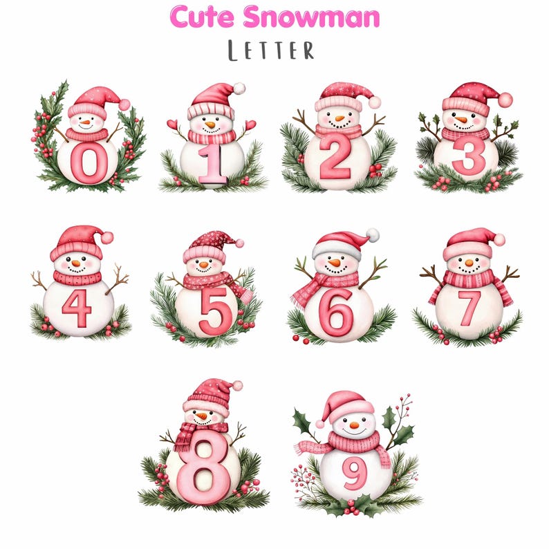 Cute Snowman Letter , Cute Snowman Clipart , Snowman PNG, Digital ...