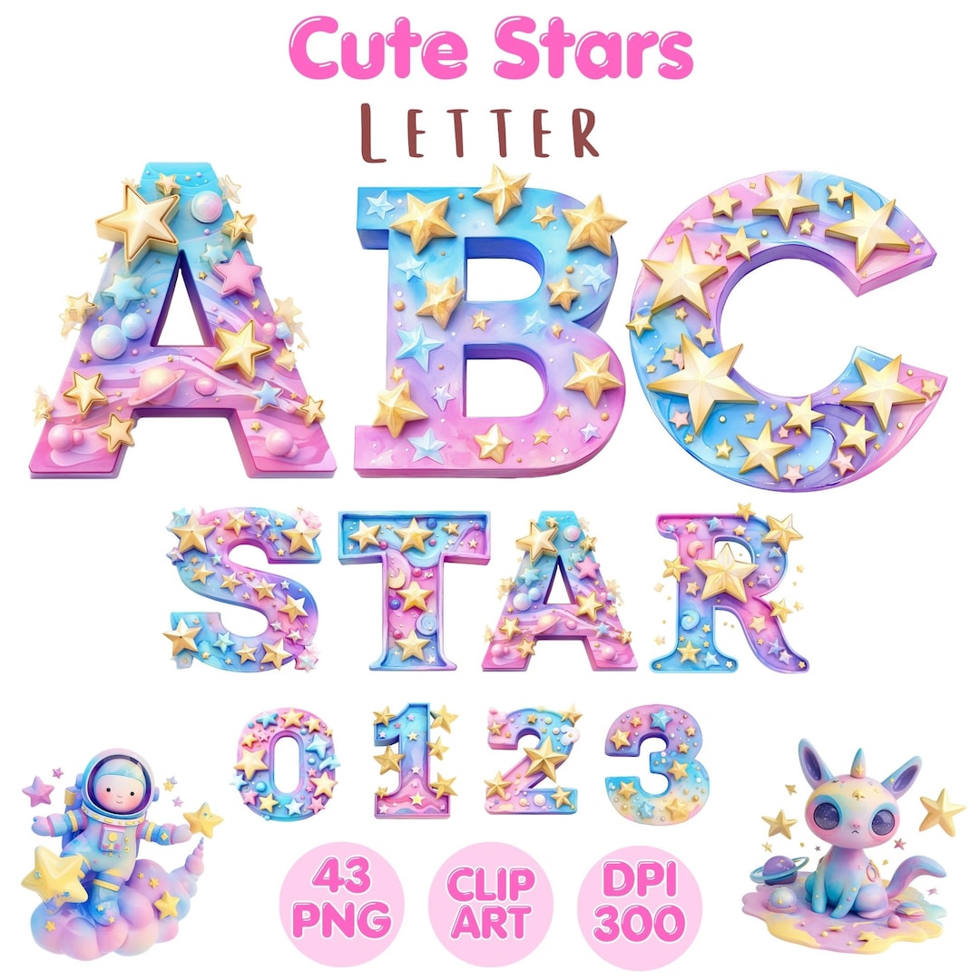 Watercolor Stars Letter Clipart: PNG Alphabet (digital Download) - Etsy