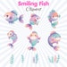 Smiling Fish Clipart, Cute Fish Clipart, Fish PNG, Smiling Fish, Wall ...