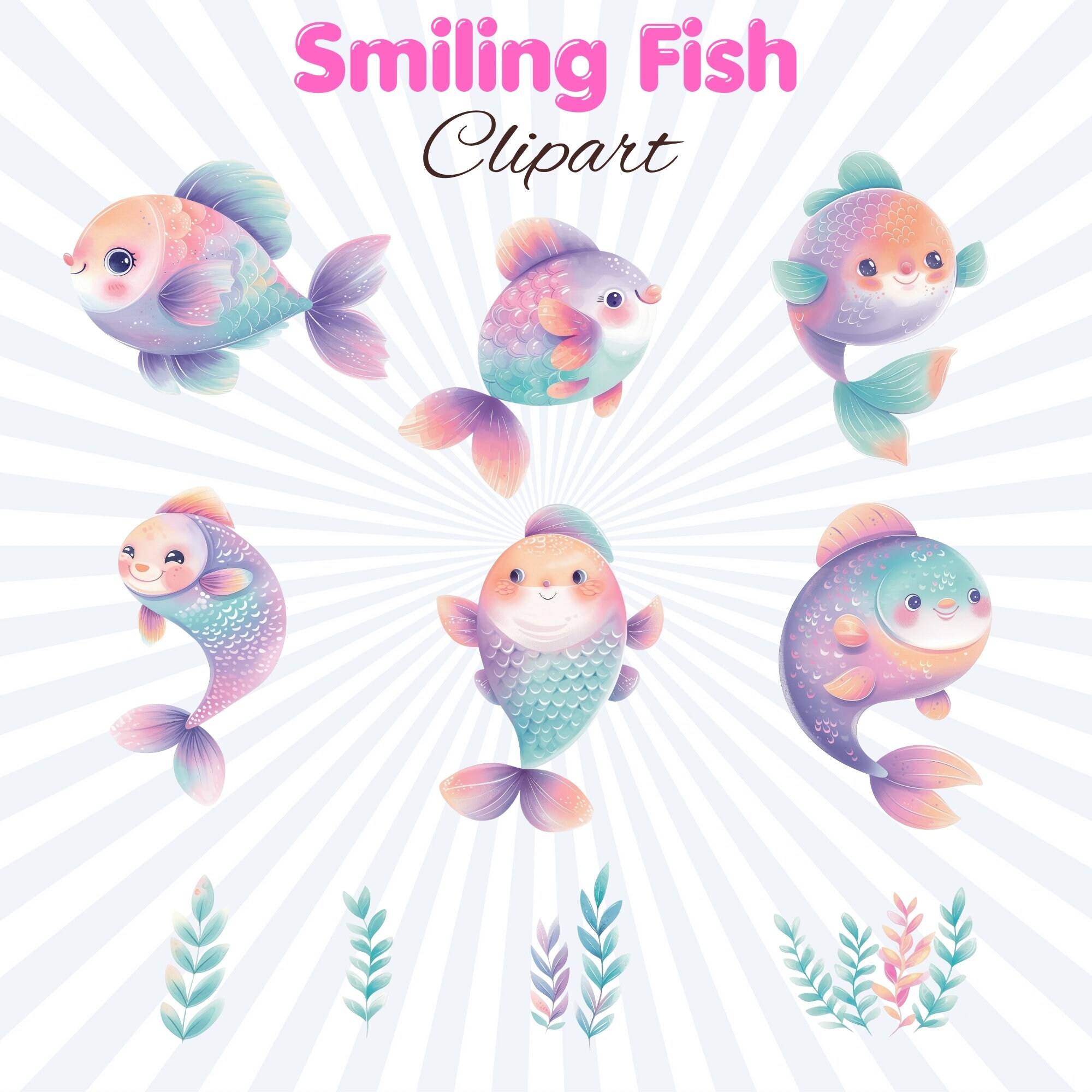 Smiling Fish Clipart, Cute Fish Clipart, Fish PNG, Smiling Fish, Wall ...