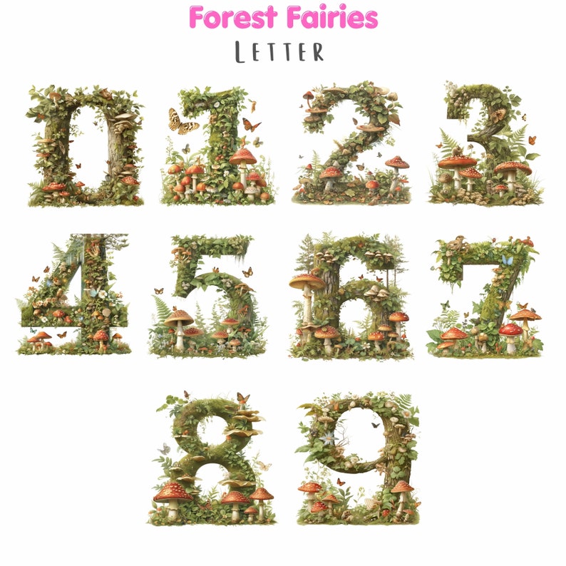 Forest Fairies Alphabet Clipart: Watercolor PNG Letters (commercial Use ...