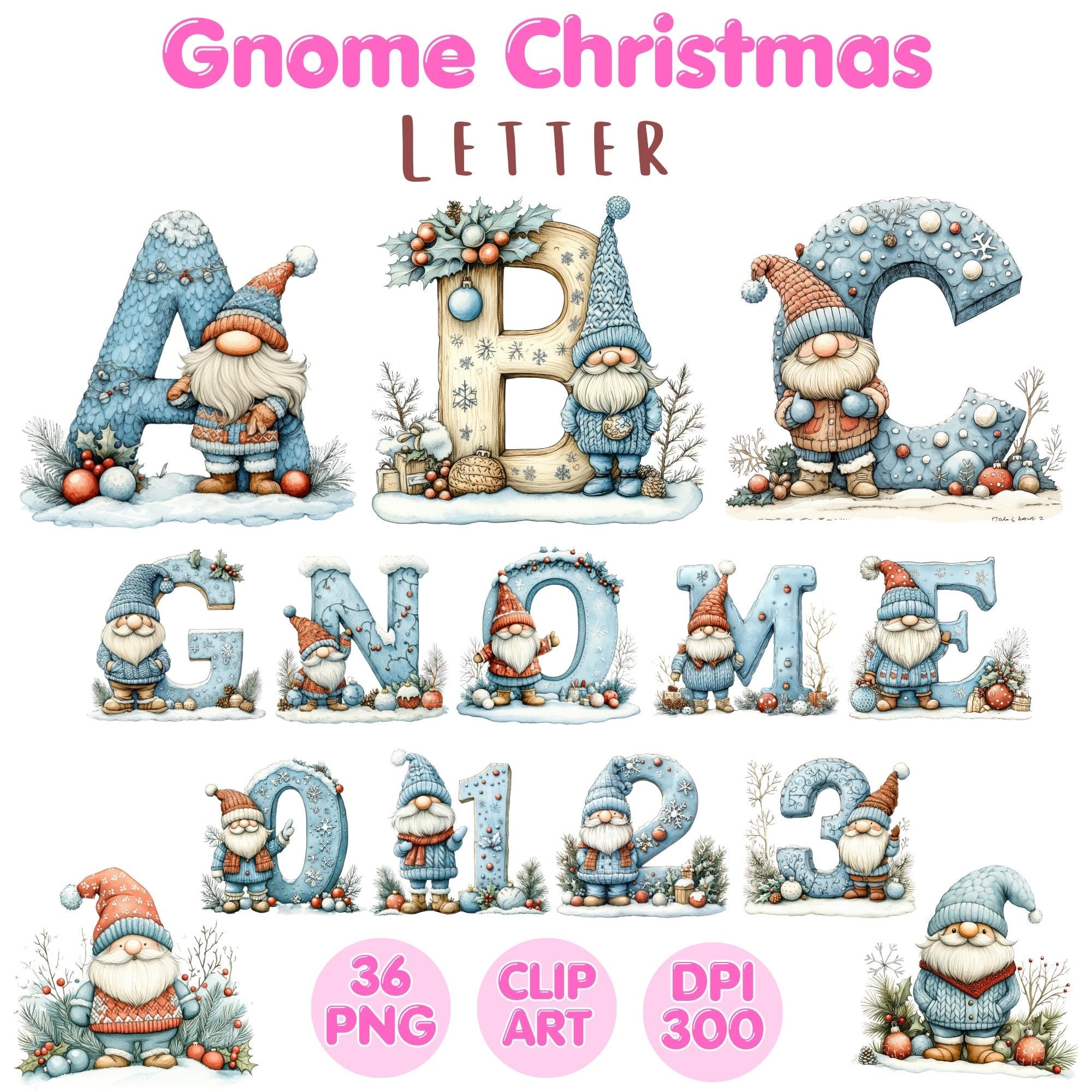 Gnome Christmas Letter , Gnome Clipart , Gnome PNG, Christmas Alphabet ...
