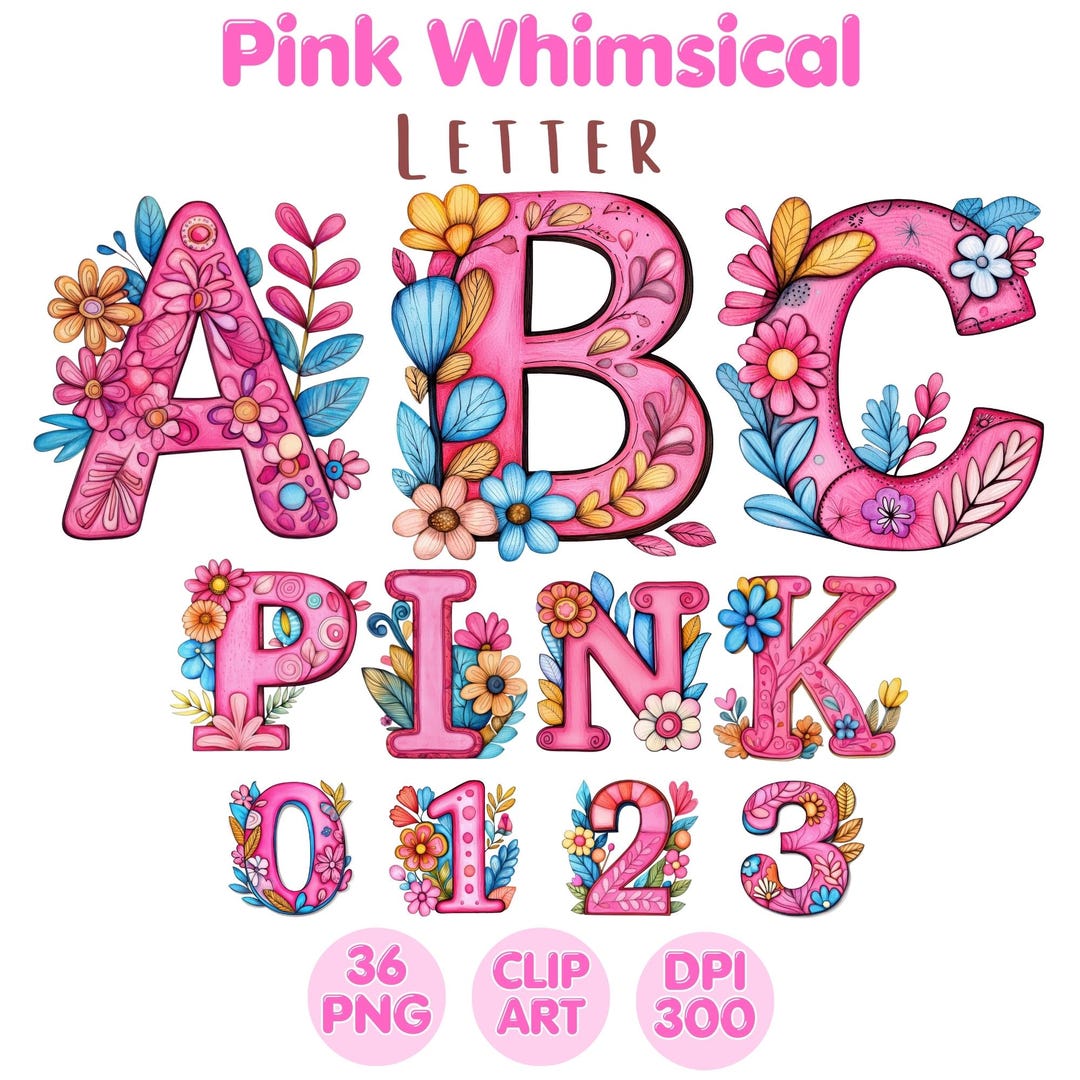 Pink Whimsical Letter , Whimsical Clipart , Whimsical PNG, Whimsical ...