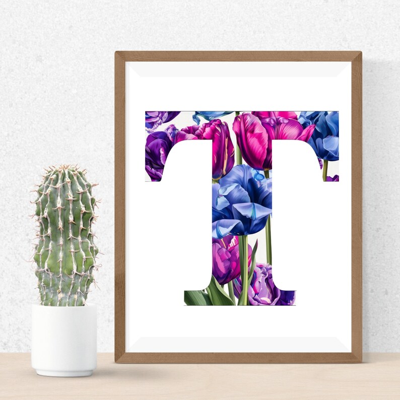 Blooming Tulips Letter , Tulips Letter Clipart , Digital Download ...