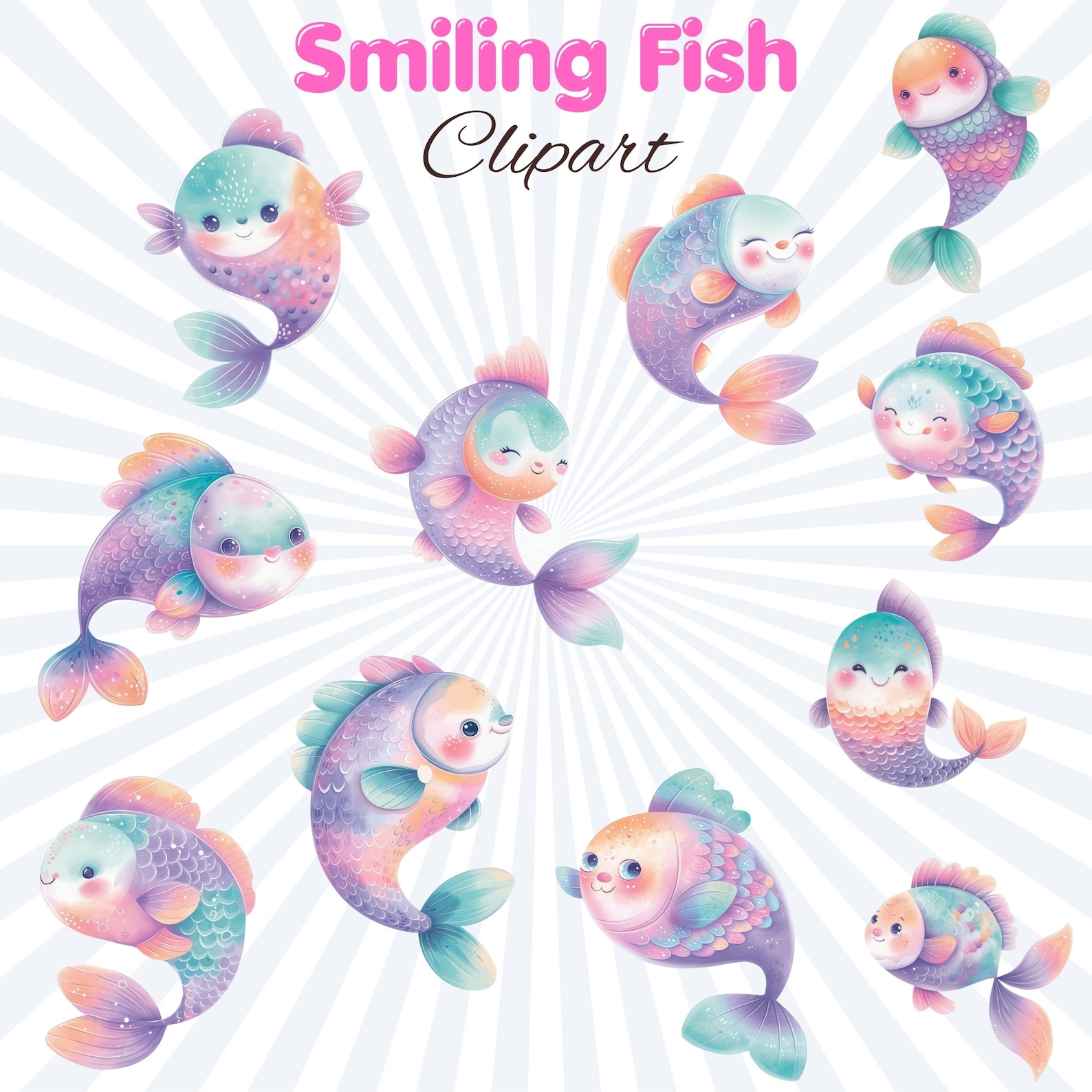 Smiling Fish Clipart, Cute Fish Clipart, Fish PNG, Smiling Fish, Wall ...
