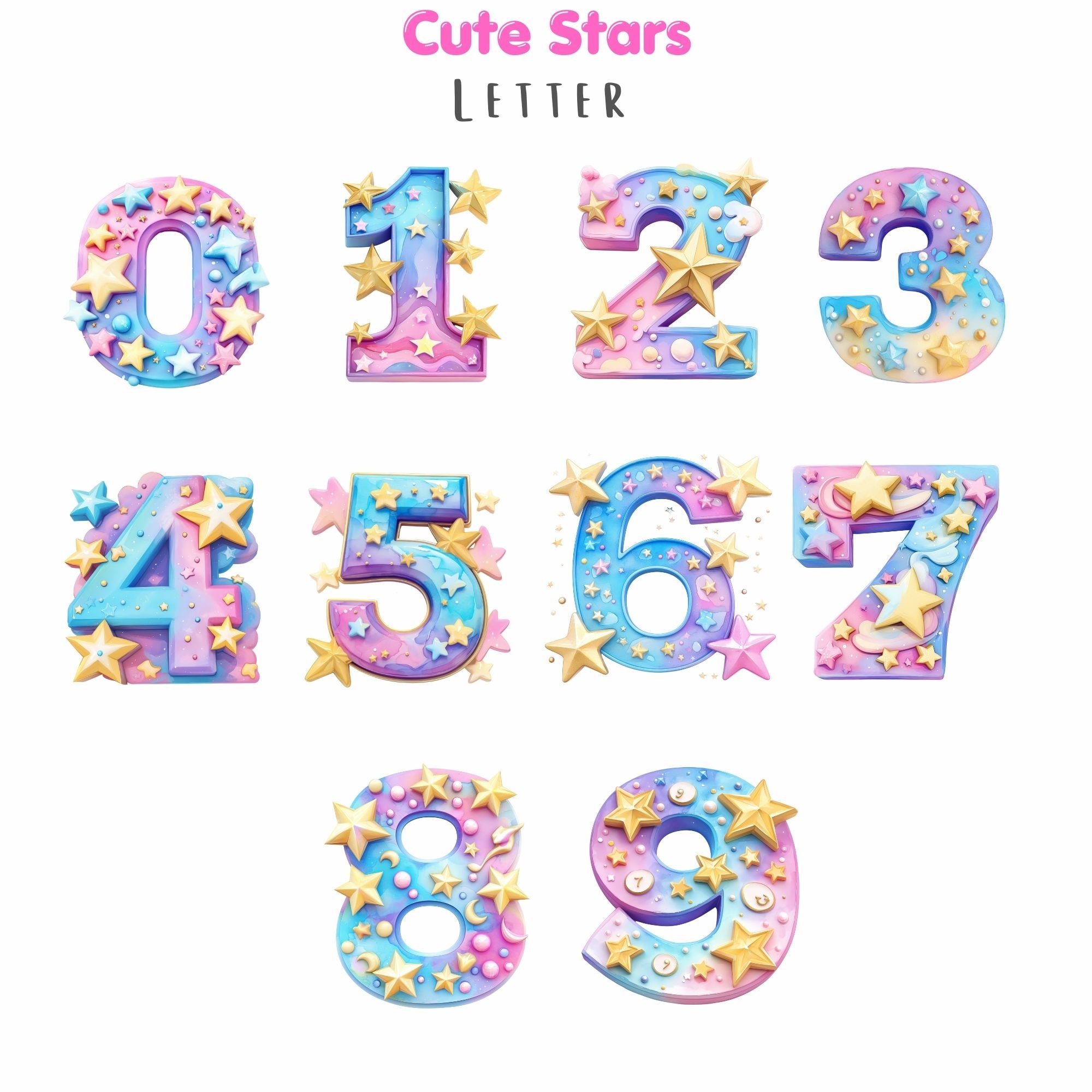 Watercolor Stars Letter Clipart: PNG Alphabet (digital Download) - Etsy