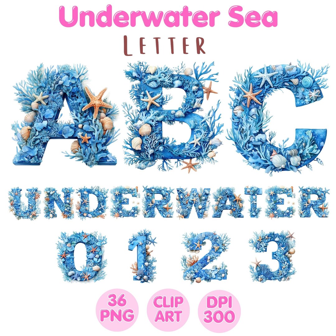 Underwater Sea Letter , Underwater Clipart , Underwater Alphabet ...