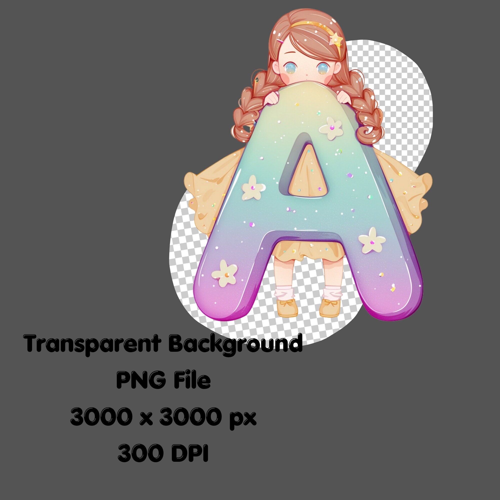 Kawaii Girl Letter Clipart: Watercolor Alphabet PNG (commercial Use) - Etsy
