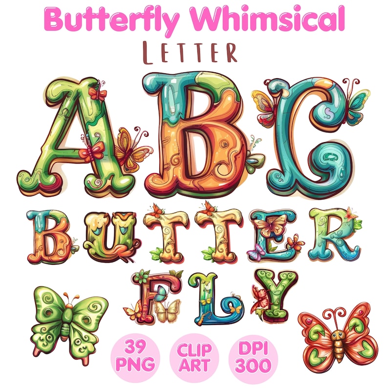 Butterfly Whimsical Letter , Butterfly Letter PNG , Whimsical Clipart ...