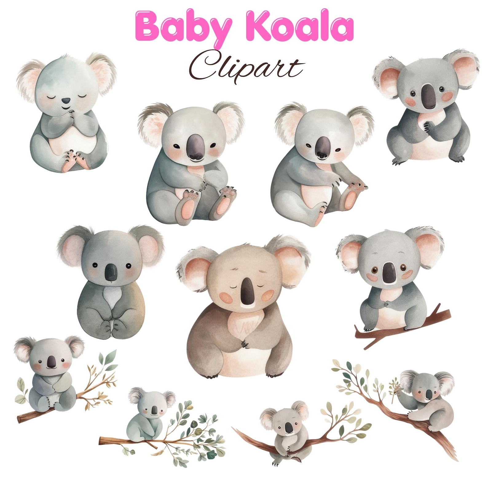 Baby Koala Clipart , Koala Clipart,koala Png,koala Watercolor ,baby ...