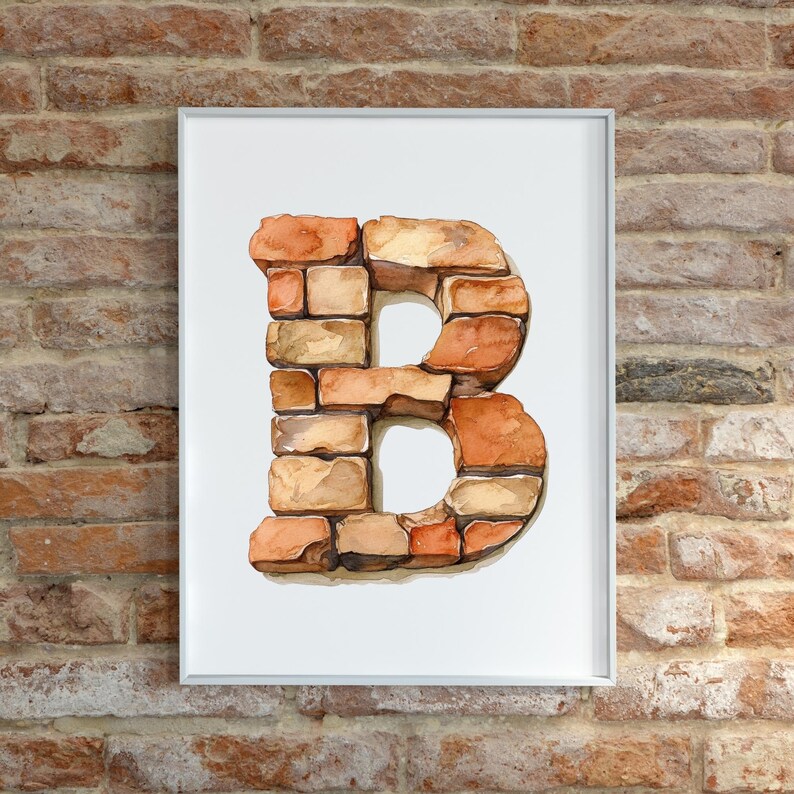 Brick Letter , Brick Clipart , Brick PNG, Brick Alphabet , Digital ...