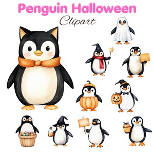 Halloween Penguin Clipart: Watercolor PNG Images (commercial Use) - Etsy