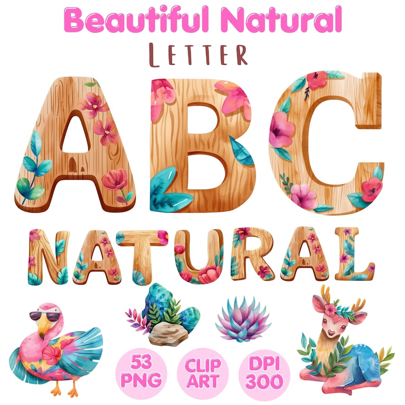 Beautiful Natural Letter, Number Clipart, Natural Alphabet , Beautiful ...