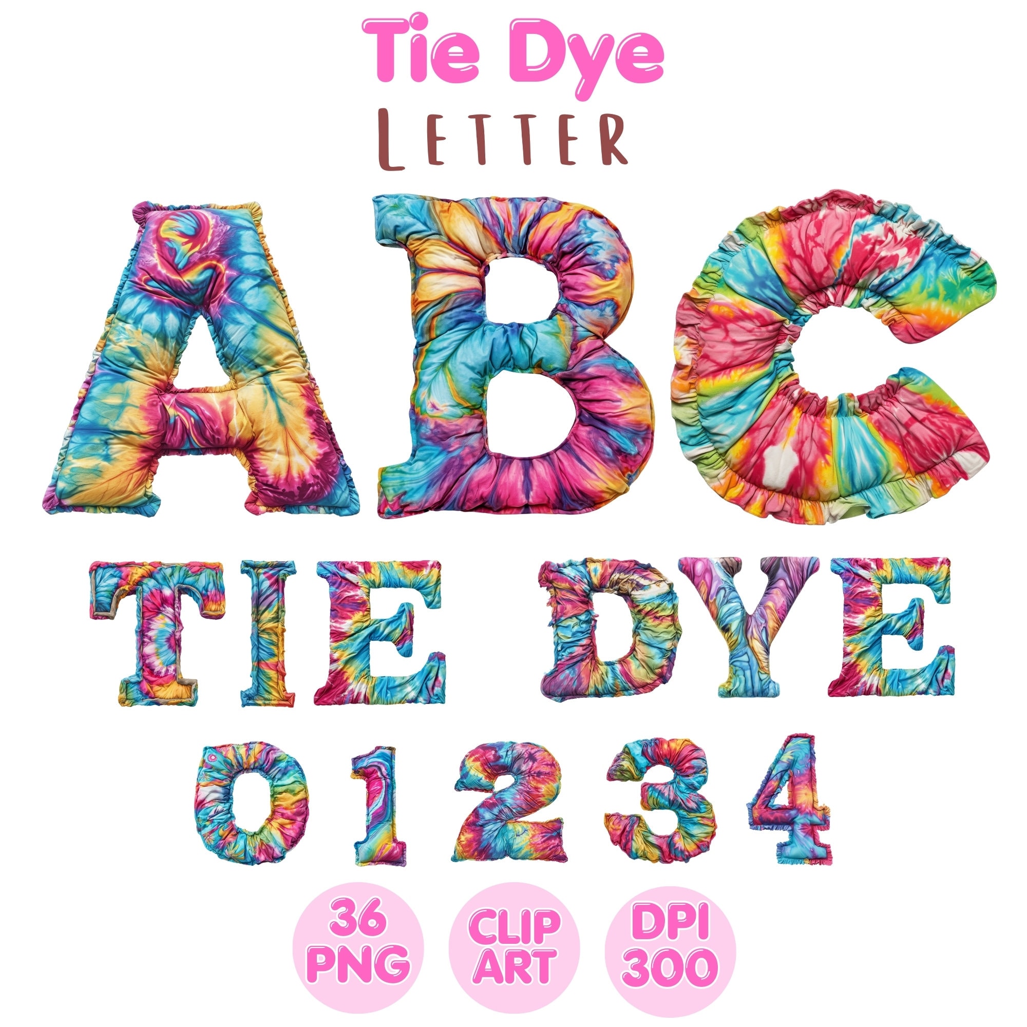 Tie Dye Letter, Number Clipart,tie Dye Alphabet PNG, Tie Dye Letters ...