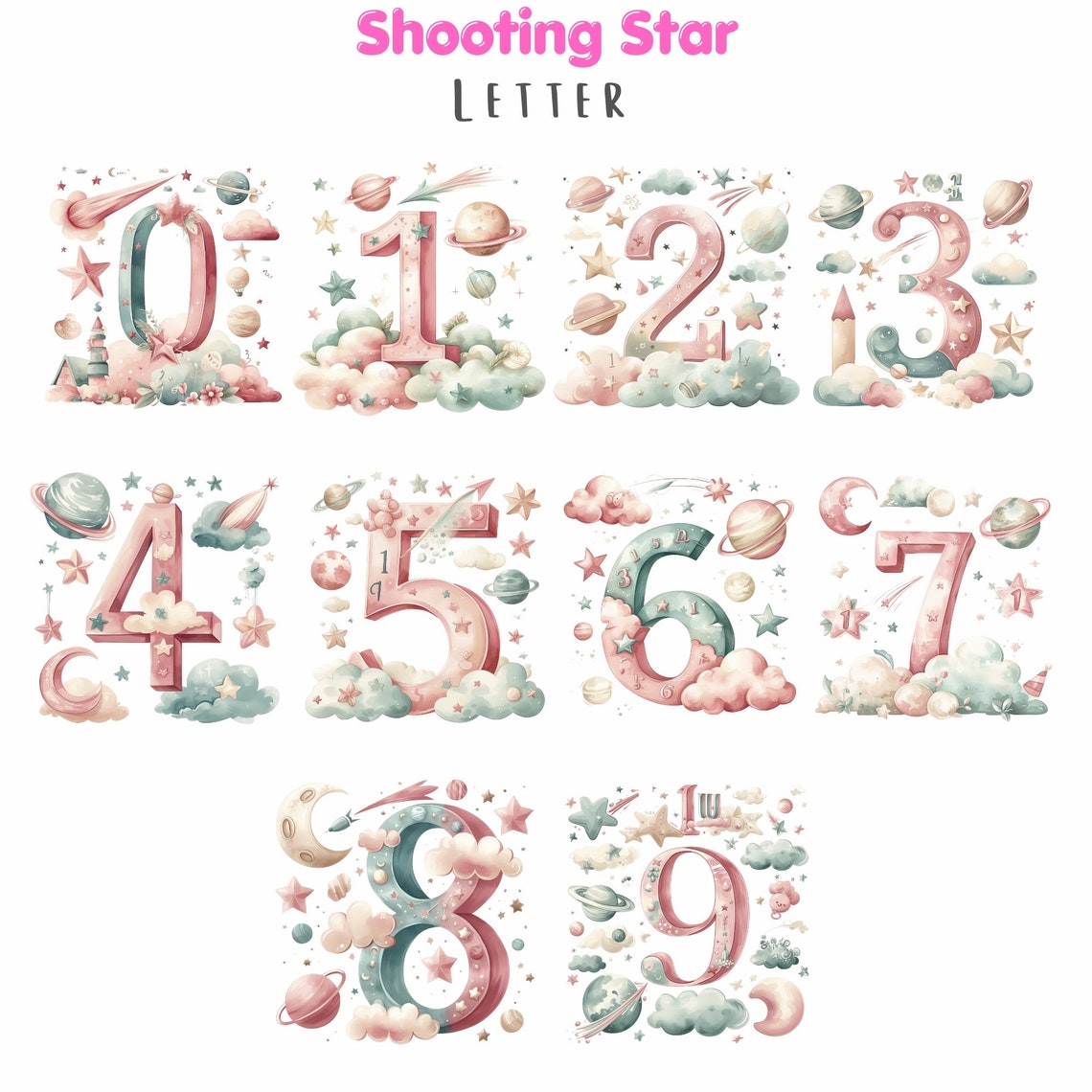 Shooting Star Letter, Alphabet Number Clipart,shooting Star PNG, Outer ...