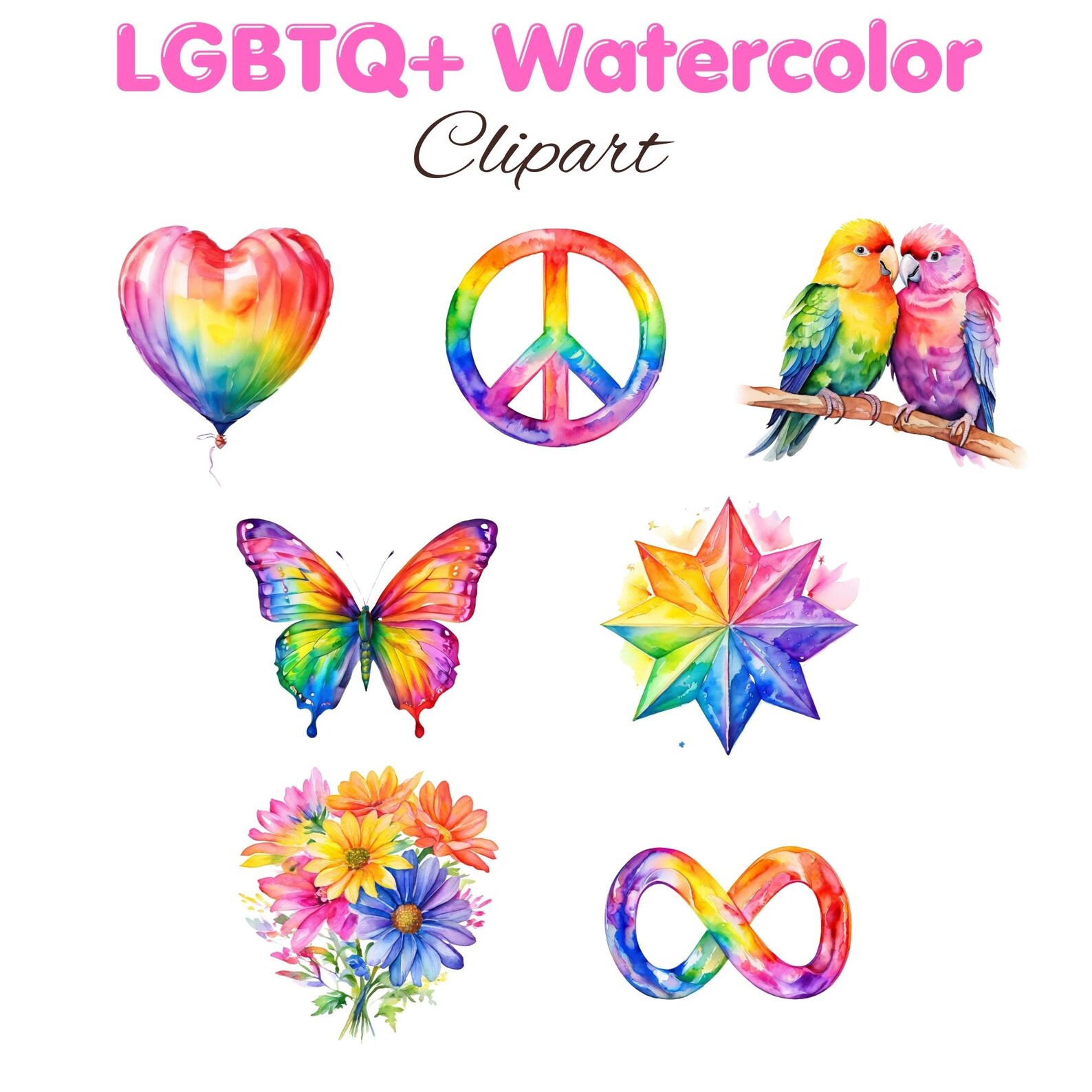LGBTQ+ Watercolor Clipart , Pride PNG , LGBTQ+ Clipart , Rainbow Pride ...