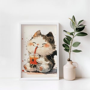 Boba Bliss: A Purrfect Treat | Cute Cat Print | Digital Download | Boba ...