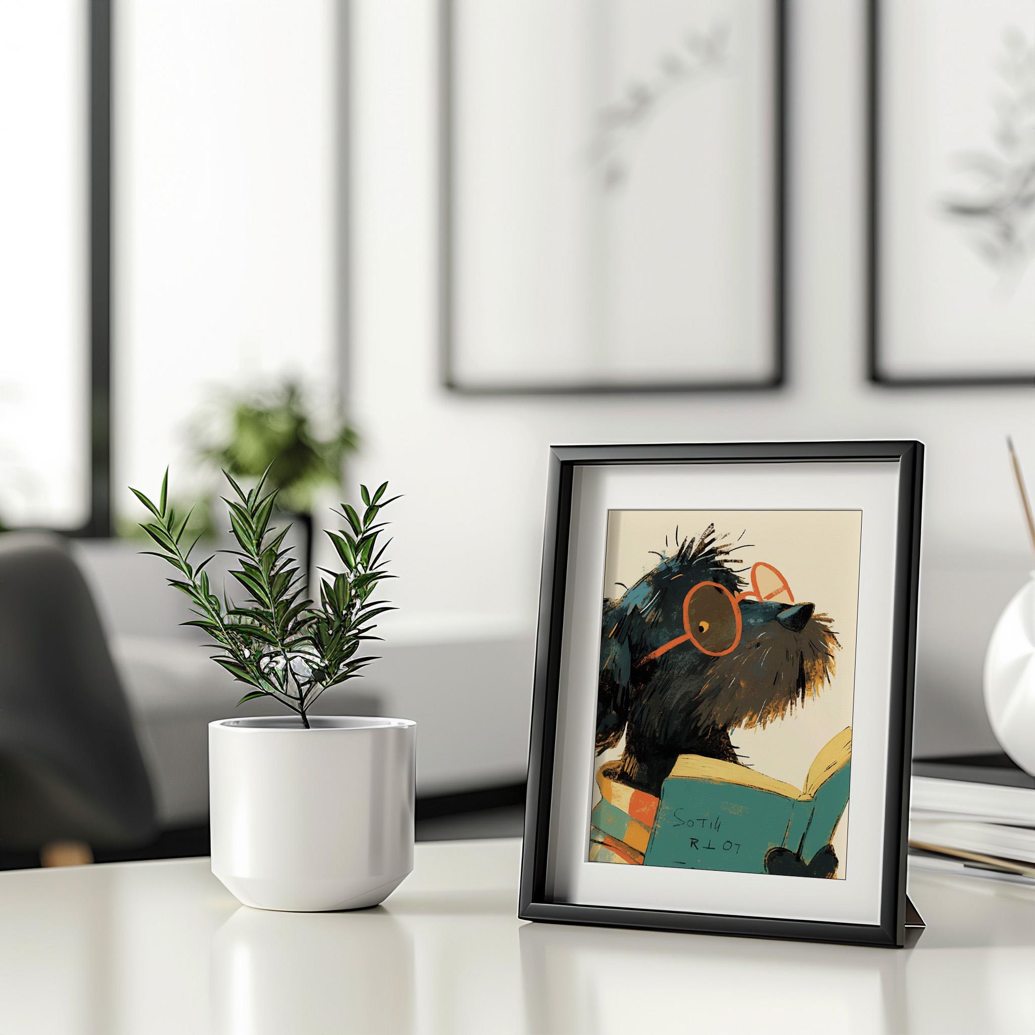 Cute Dog Reading A Book Print | Cute Dog Print | Digital Download ...