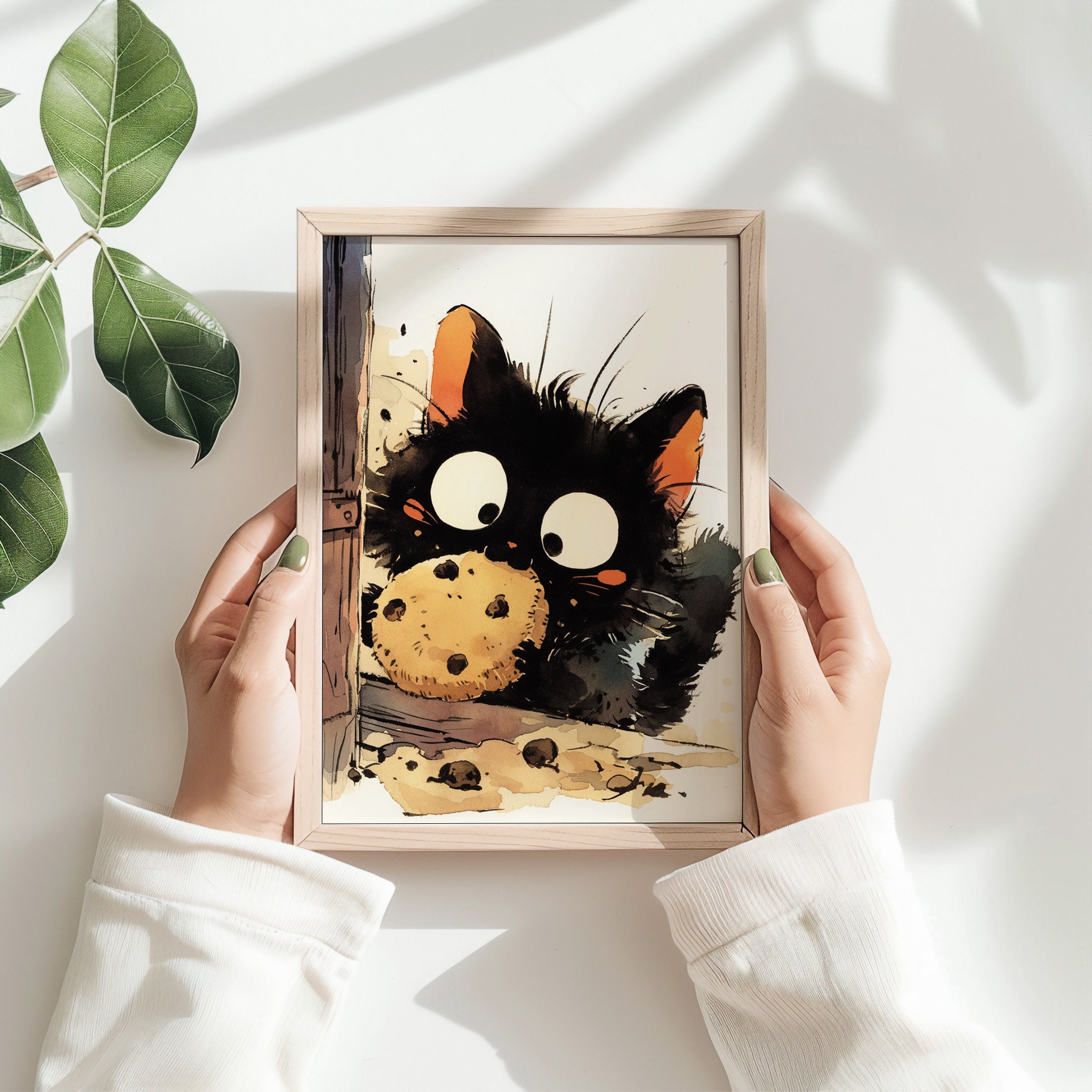 Cute Cat Eating Cookie Print | Cute Cat Print | Digital Download ...