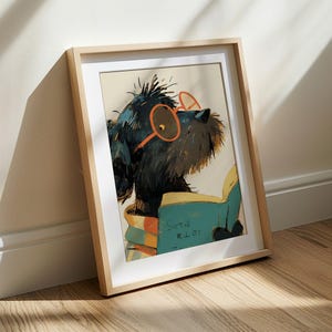 Cute Dog Reading A Book Print | Cute Dog Print | Digital Download ...