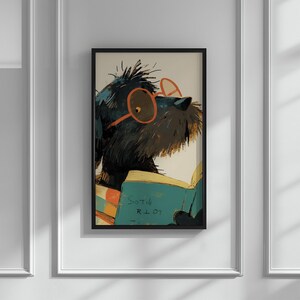Cute Dog Reading A Book Print | Cute Dog Print | Digital Download ...
