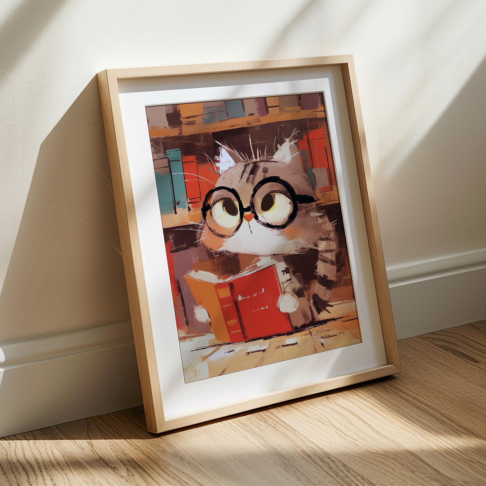 Cute Cat Reading A Book Print | Cute Cat Print | Digital Download ...