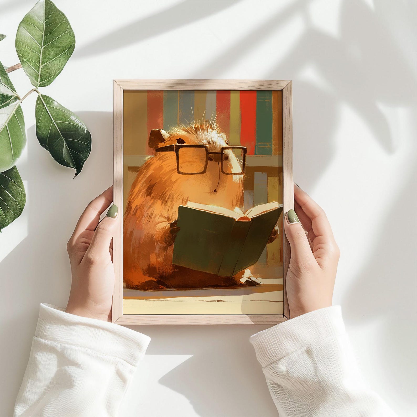 Cute Capybara Reading A Book Print | Cute Capybara Print | Digital ...