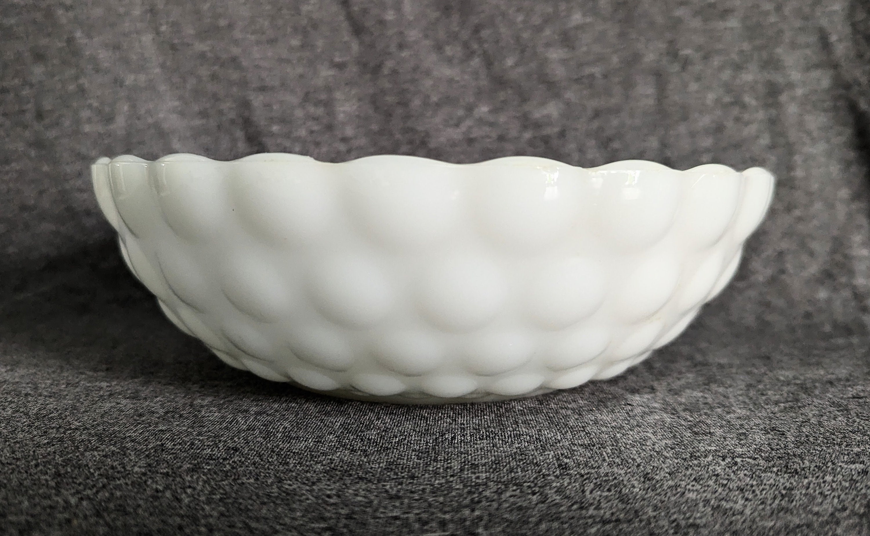 Vintage Anchor Hocking Milk Glass Bubble Bowl 8 Diameter Depression ...