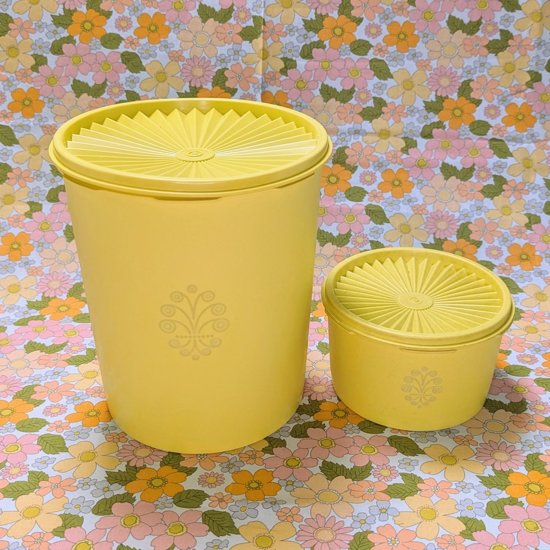 Vintage Mustard Yellow Tupperware Servalier Canister Set of 2 805-7 ...
