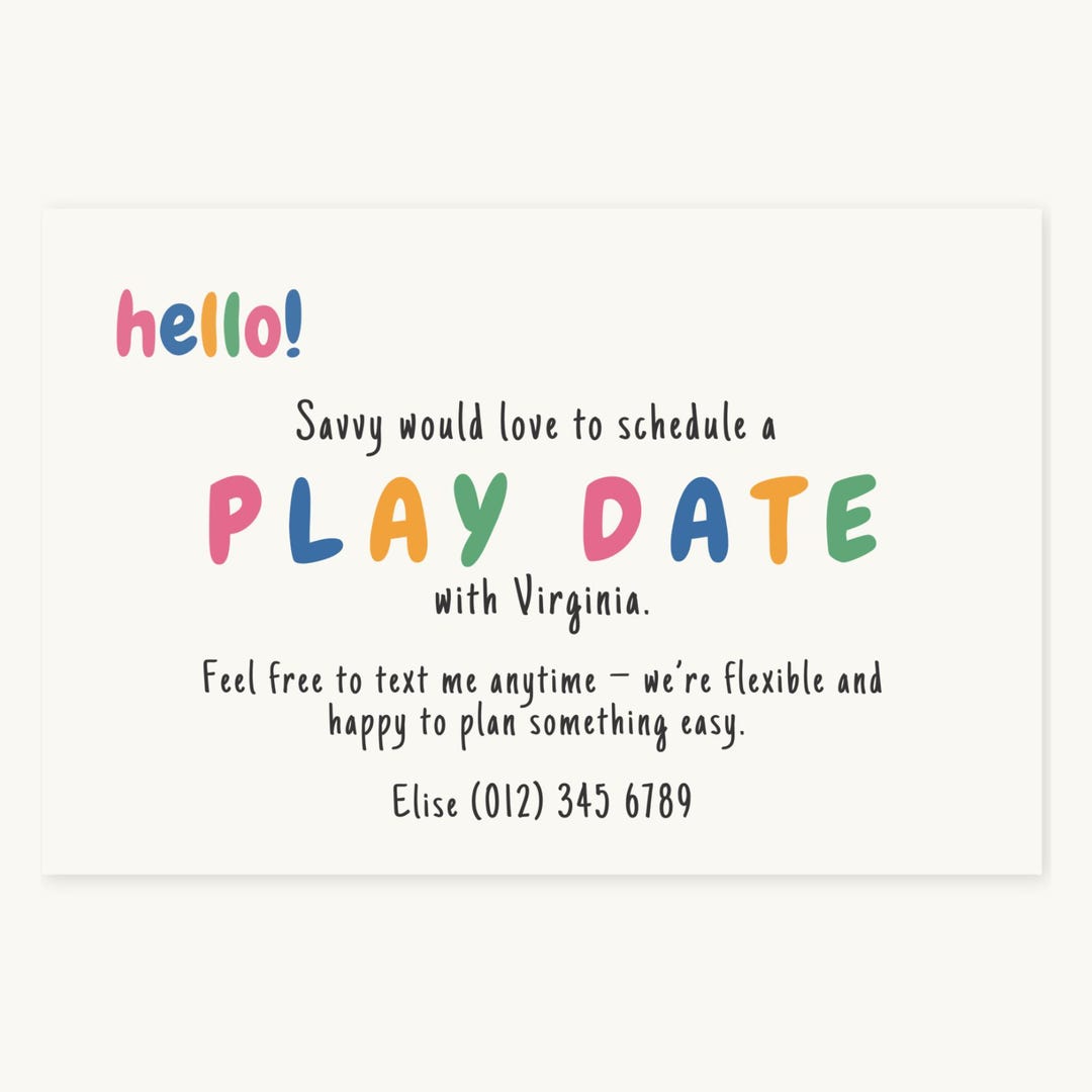 The Play Date Card - Colorful Version (editable Canva Template) - Etsy
